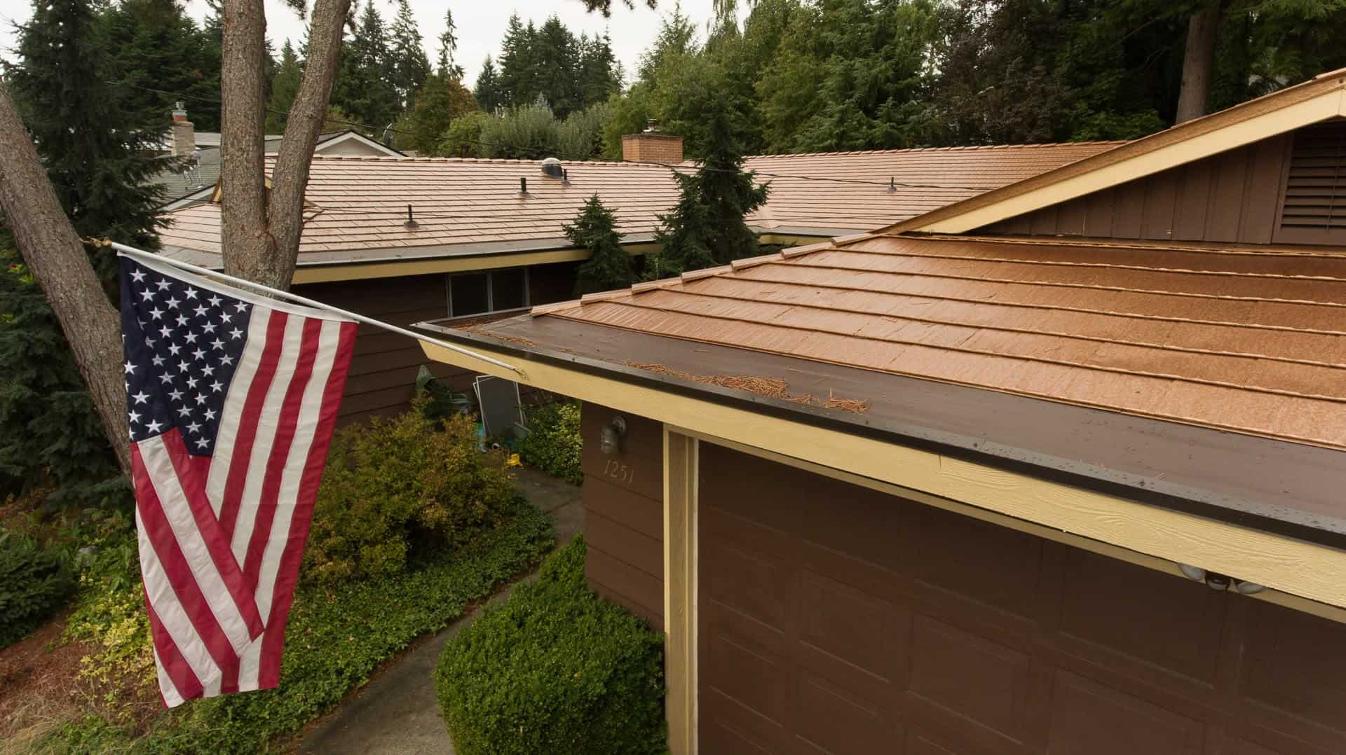 Bellevue, WA - Aged Copper Cedar Shingles — Interlock Metal Roofing